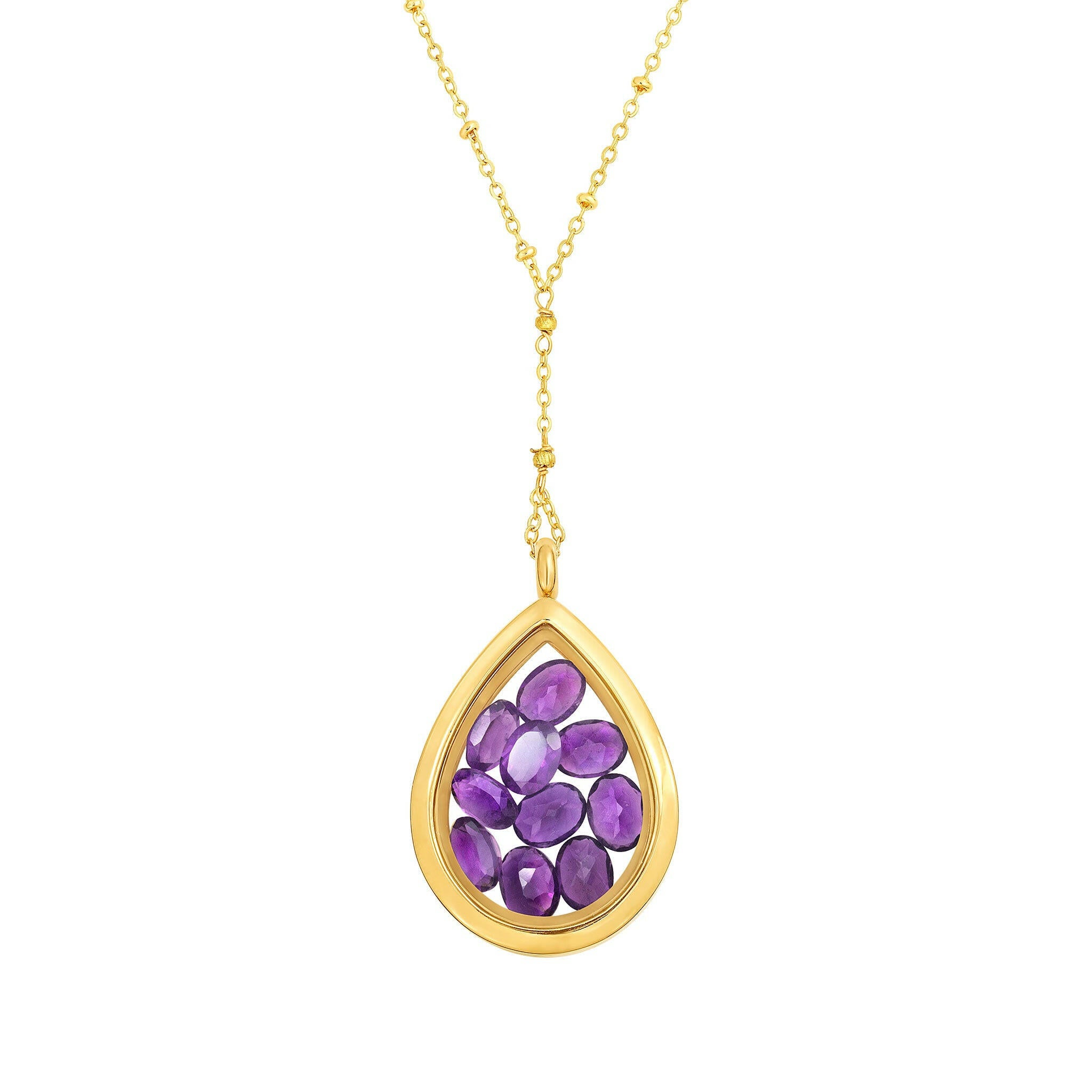 The Alexa | Amethyst | Gold Plated Teardrop Locket